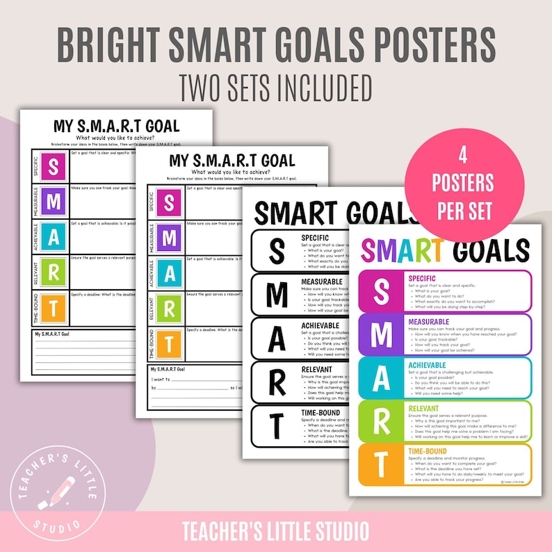 SMART Goals Posters | S.M.A.R.T Goal Setting | SMART Goal Worksheet ...