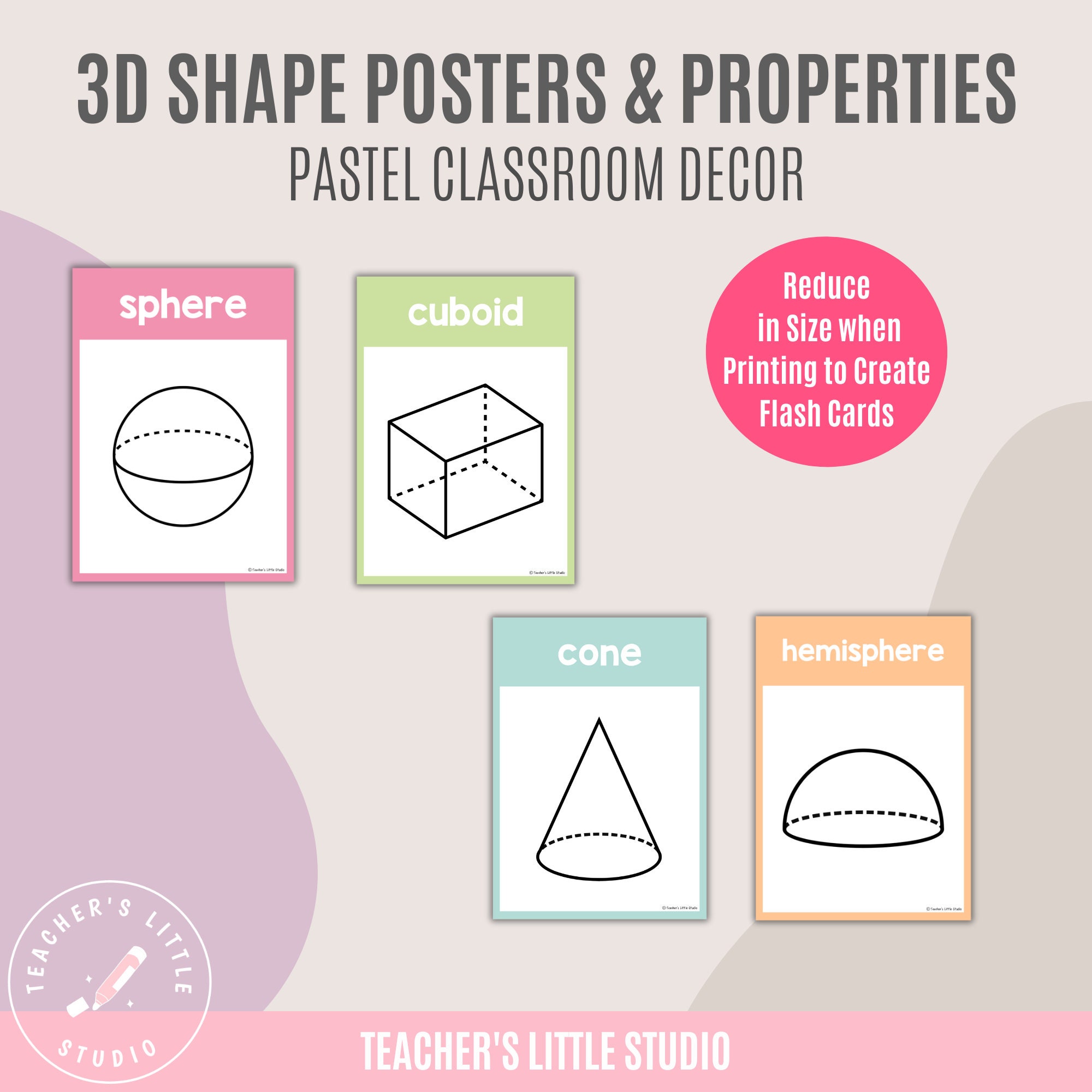 3D Shape Poster Sets With Properties Printable Shape Posters With ...