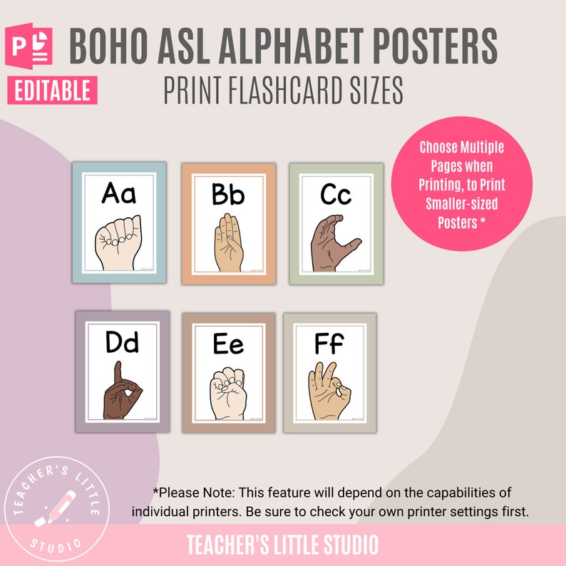 ASL Alphabet Posters Printable Classroom Alphabet Editable - Etsy Australia