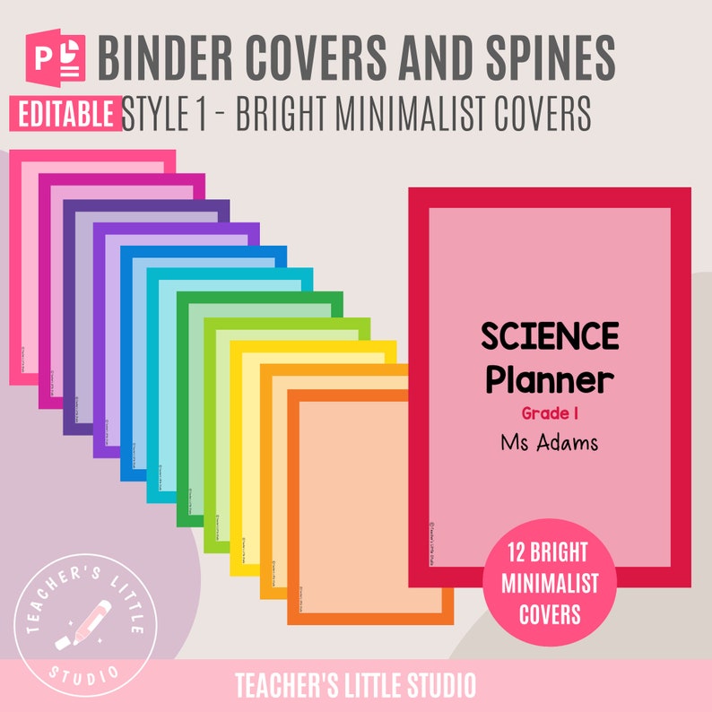 Bright Binder Covers and Spines | Bright Rainbow Binder Labels ...