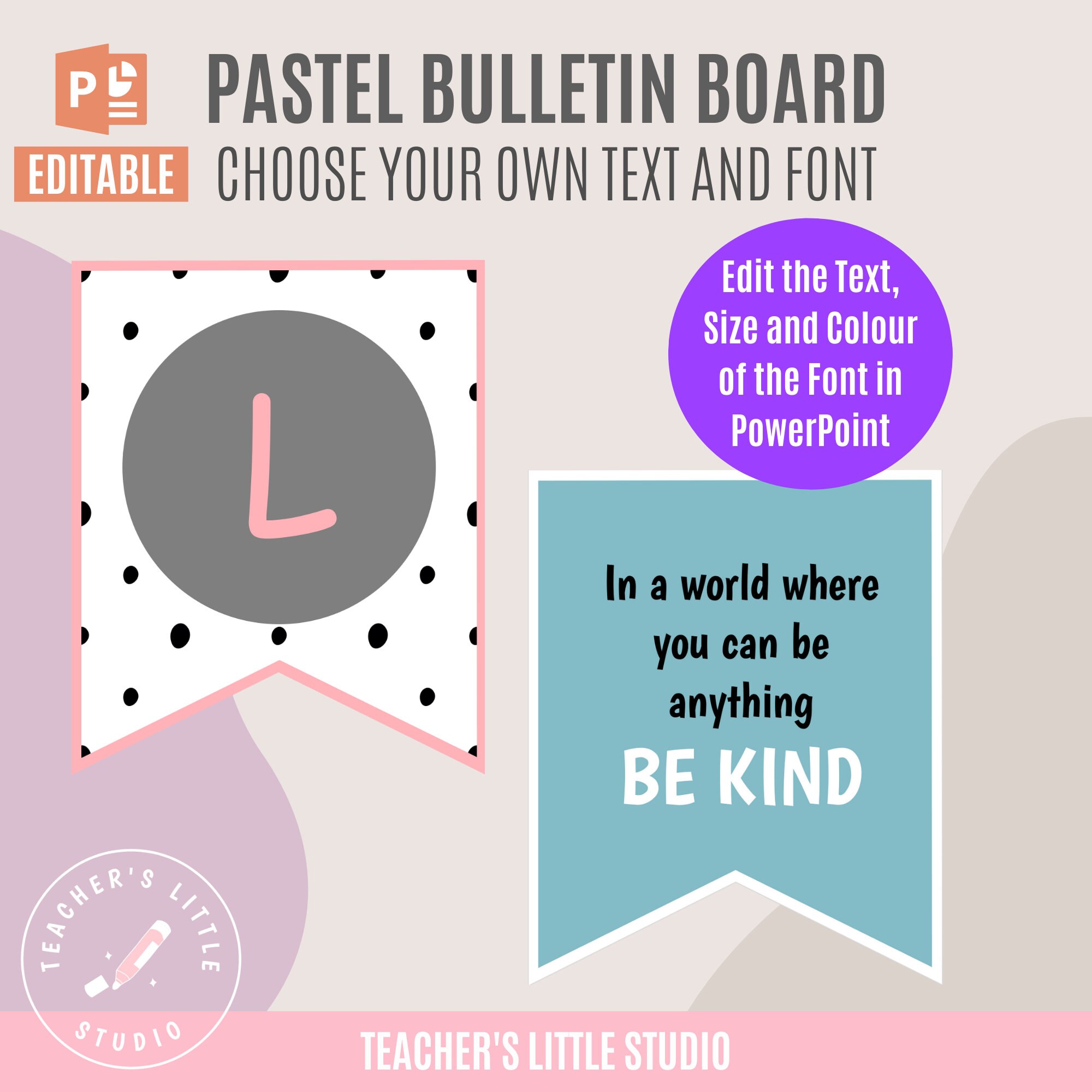Bulletin Board Banner | Pastel Bunting Classroom Banner | Pastel Dotty ...