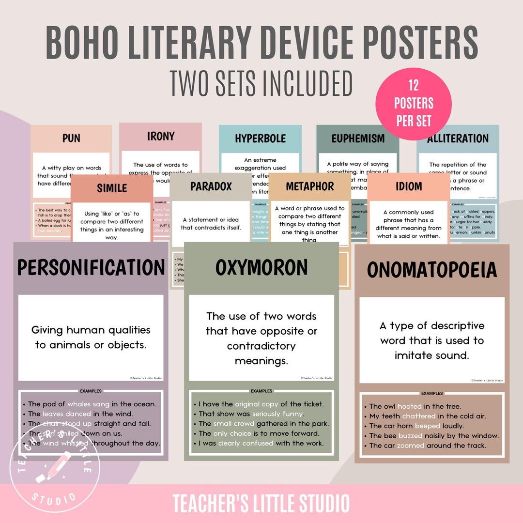 Literary Devices Posters | Figurative Language Set | English Posters ...