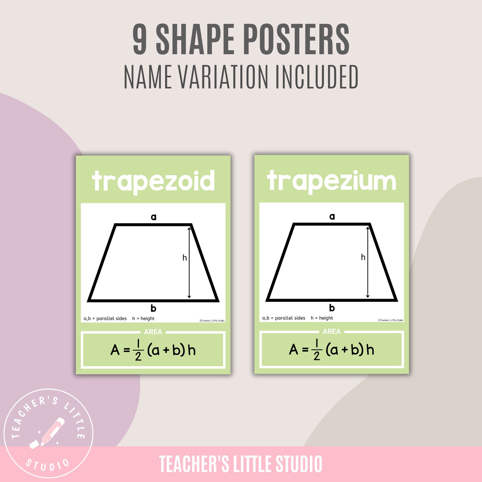 Area Formula Posters | Set of 9 Posters | Geometry Posters | Math ...