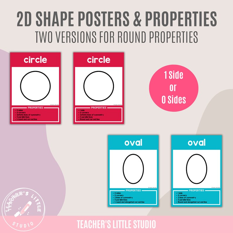 2D and 3D Shape Poster Bundle 2 Pack Shape Poster Sets With Properties ...