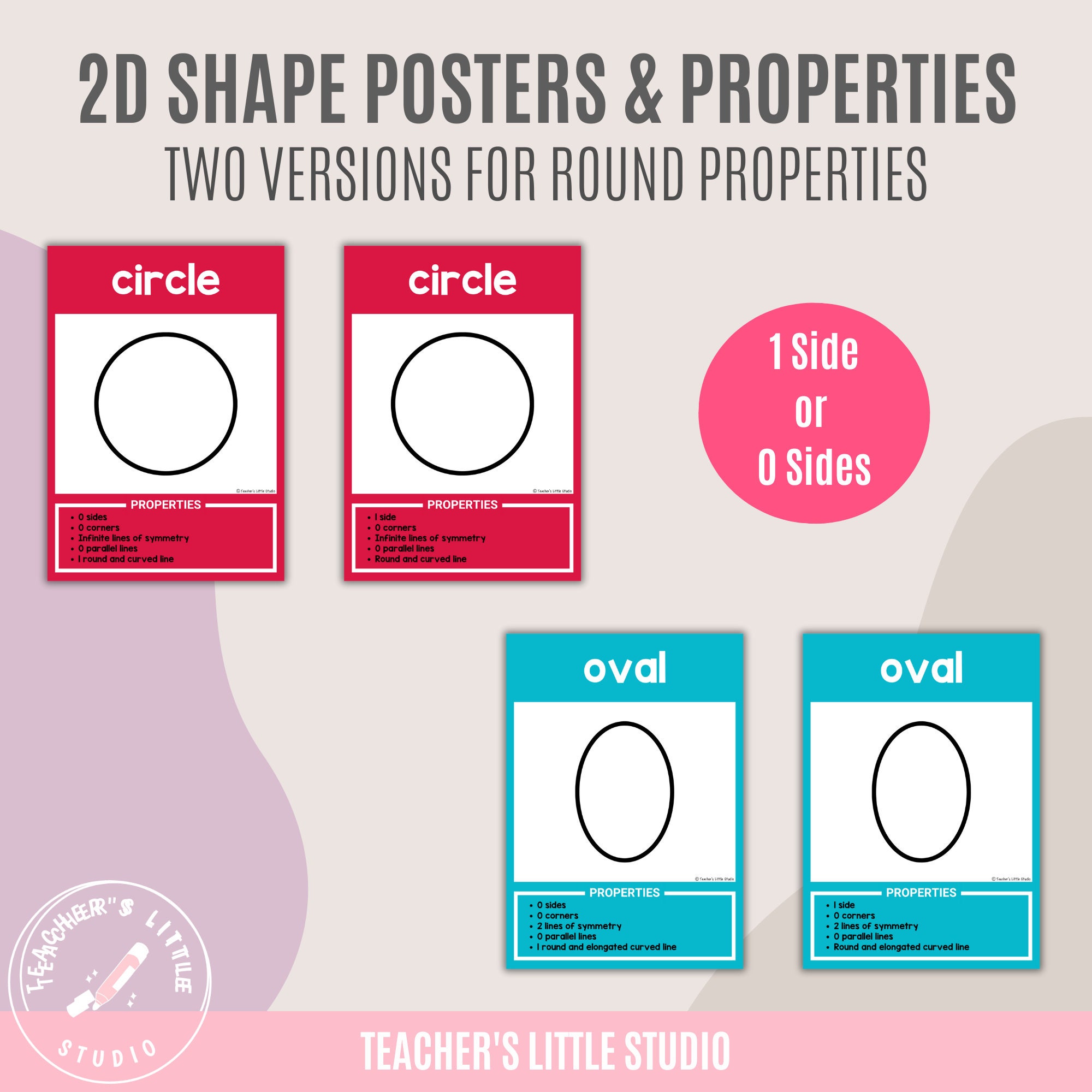2D and 3D Shape Poster Bundle 2 Pack Shape Poster Sets With Properties ...