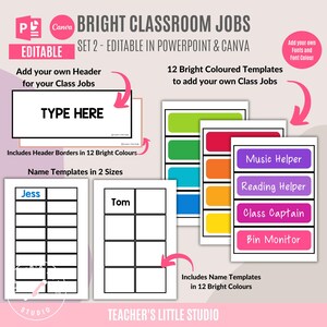 Bright Classroom Jobs Display | Editable in Canva and Powerpoint ...