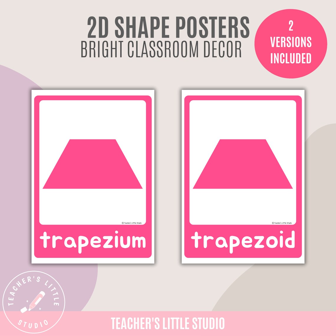 2D Shapes Poster Set Bright Classroom Decor Printable Shape Posters ...