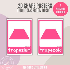 2D Shapes Poster Set | Bright Classroom Decor | Printable Shape Posters ...