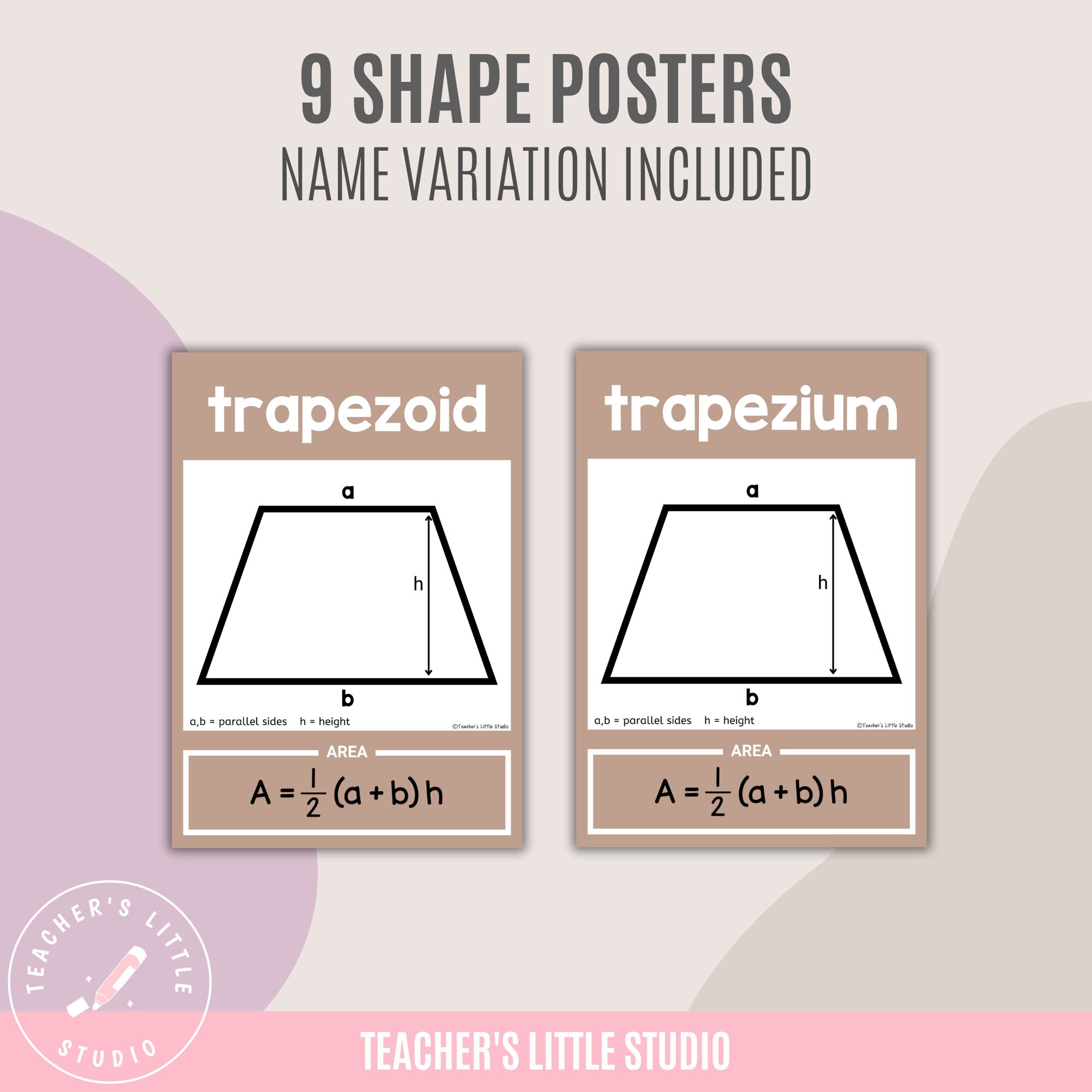 Area Formula Posters Set of 9 Posters Geometry Posters Math Resources ...