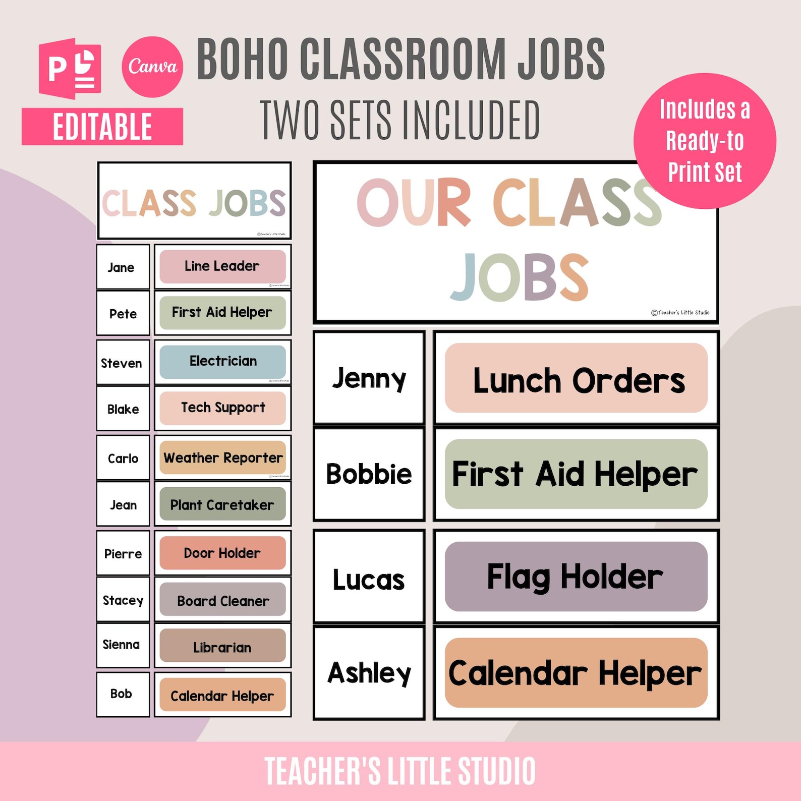 Boho Classroom Jobs Display | Editable Powerpoint and Canva | Ready-to ...