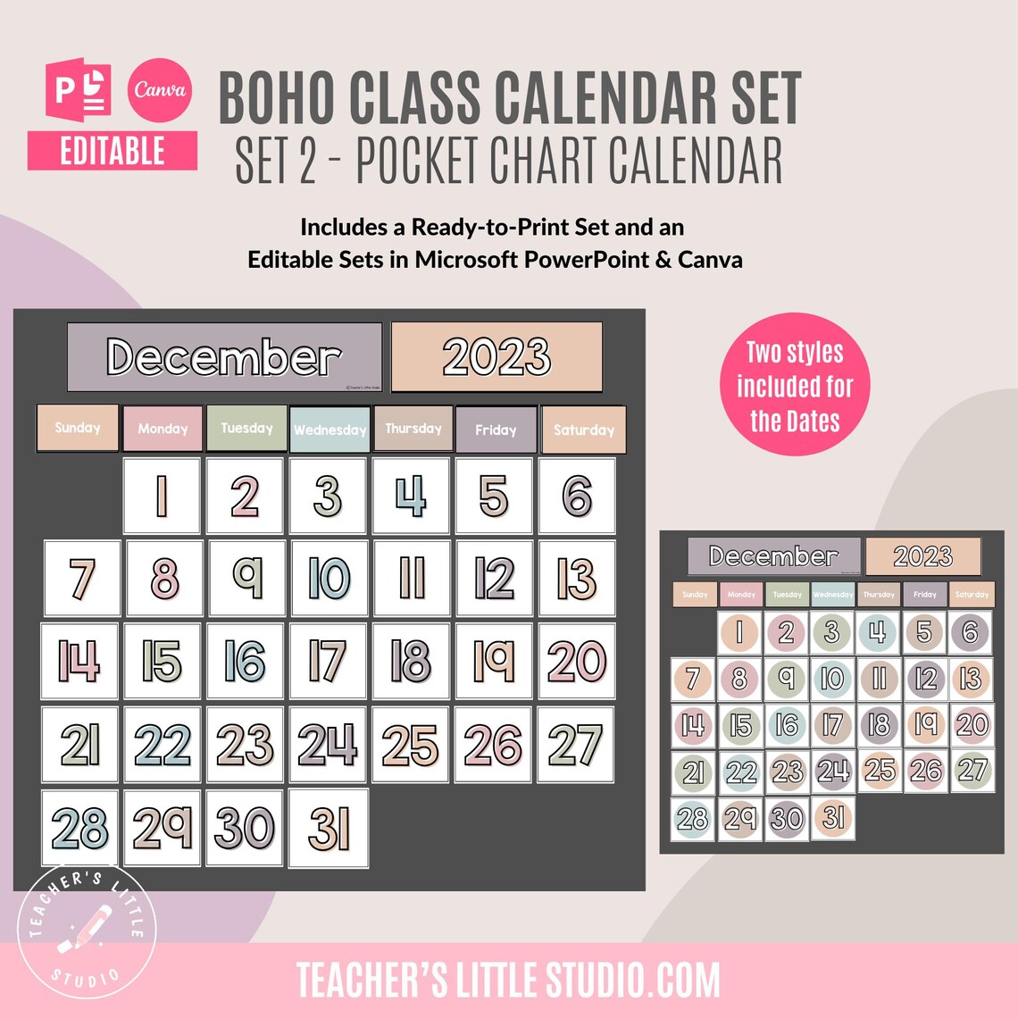Classroom Calendar Set and Weather Display | Edit in Canva and ...