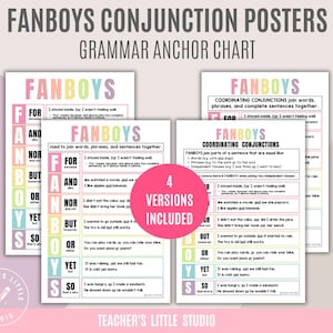 FANBOYS Conjunction Poster Set | Grammar Anchor Chart | Sentence Examples | Coordinating ...