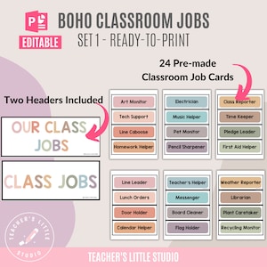 Boho Classroom Jobs Display | Editable Powerpoint Job Cards Ready-to ...