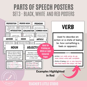 Parts of Speech Posters Pastel Classroom Decor Educational Posters ...