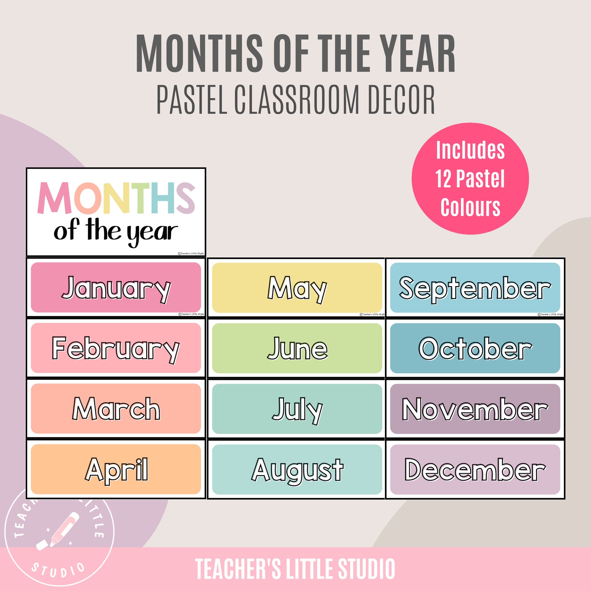 Days of the Week Months of the Year Classroom Display Posters Pastel ...