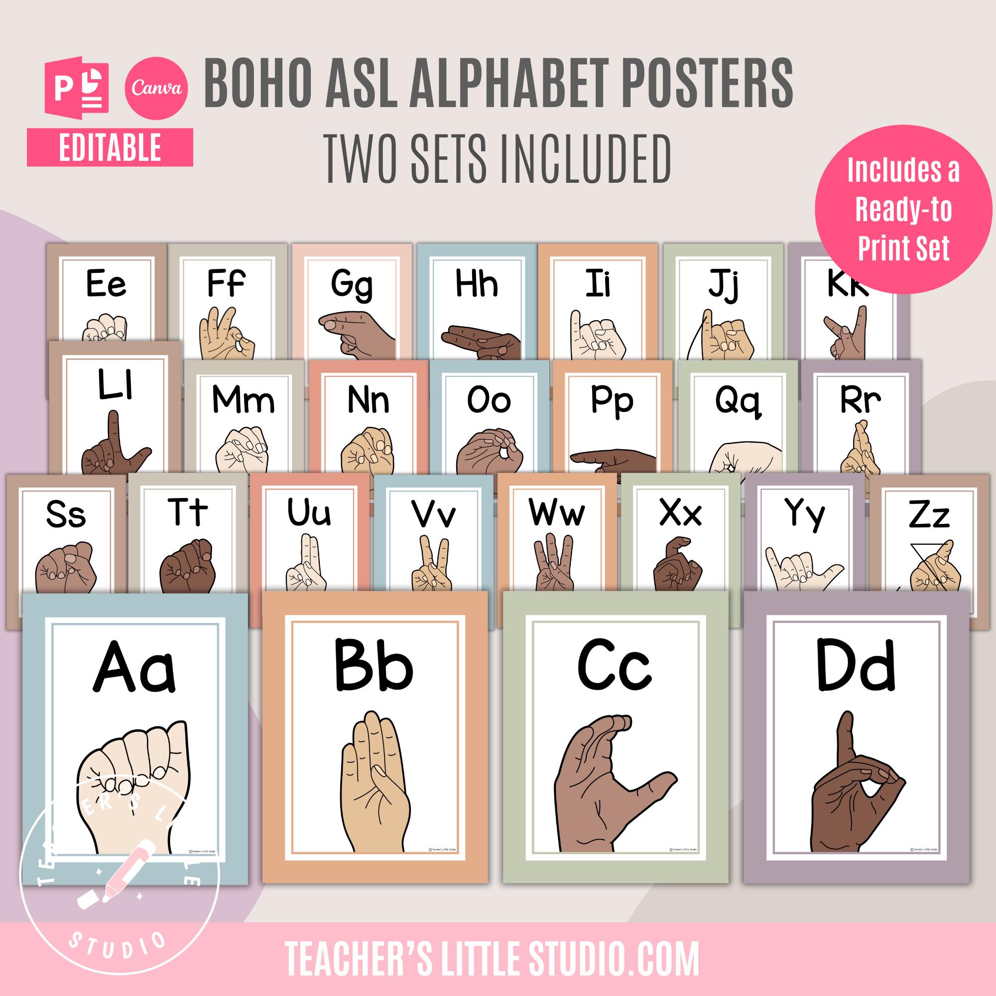 ASL Alphabet Posters | Printable Classroom Alphabet | Editable in Canva ...