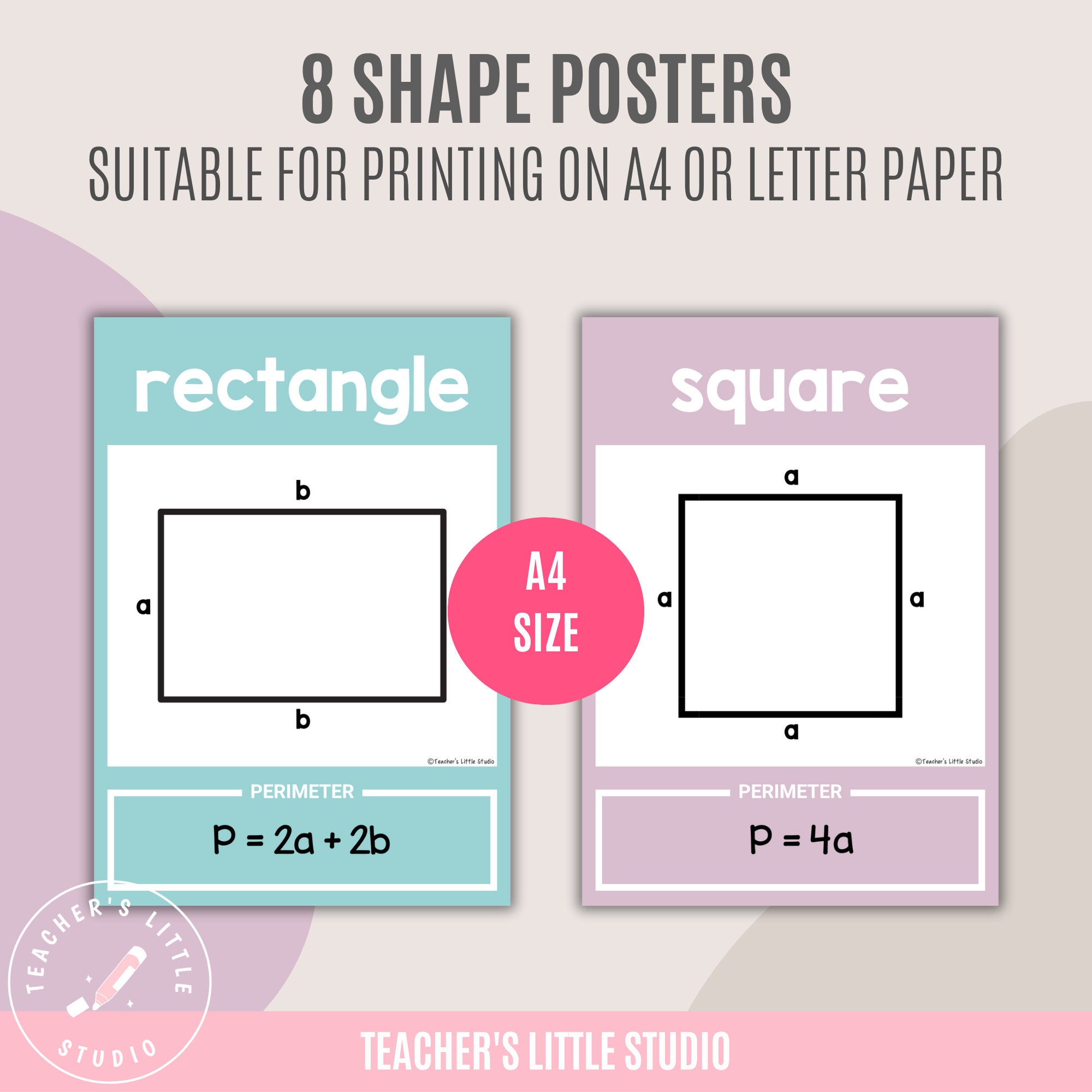 Perimeter Formula Posters Set of 8 Posters Geometry Posters Math ...