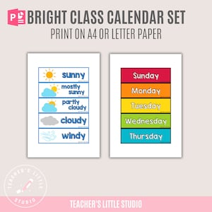 Classroom Calendar Set and Weather Display | Editable Calendar Template ...