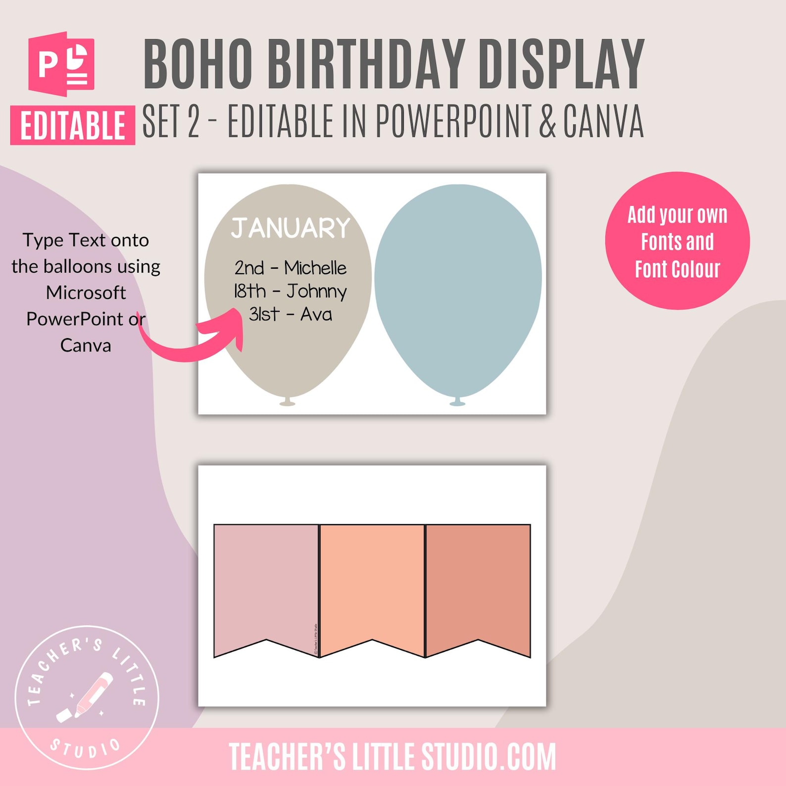 Boho Balloon Birthday Display | Classroom Birthday Bulletin Board ...