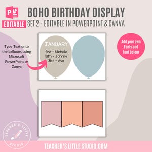 Boho Balloon Birthday Display | Classroom Birthday Bulletin Board ...