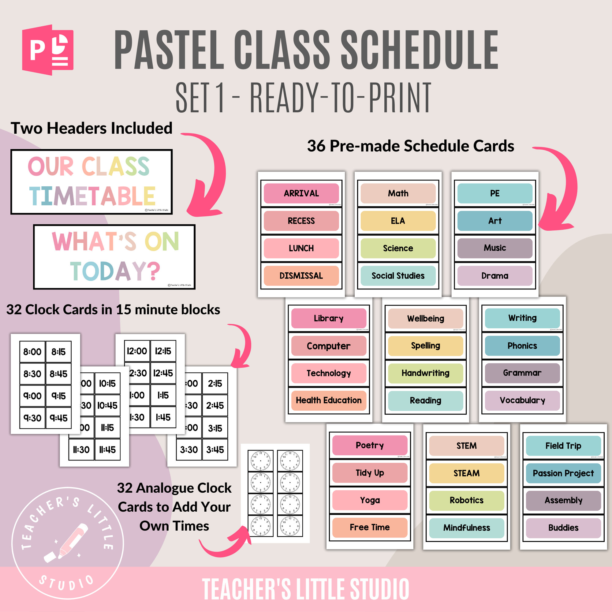 Pastel Class Schedule Editable Powerpoint Schedule Cards - Etsy