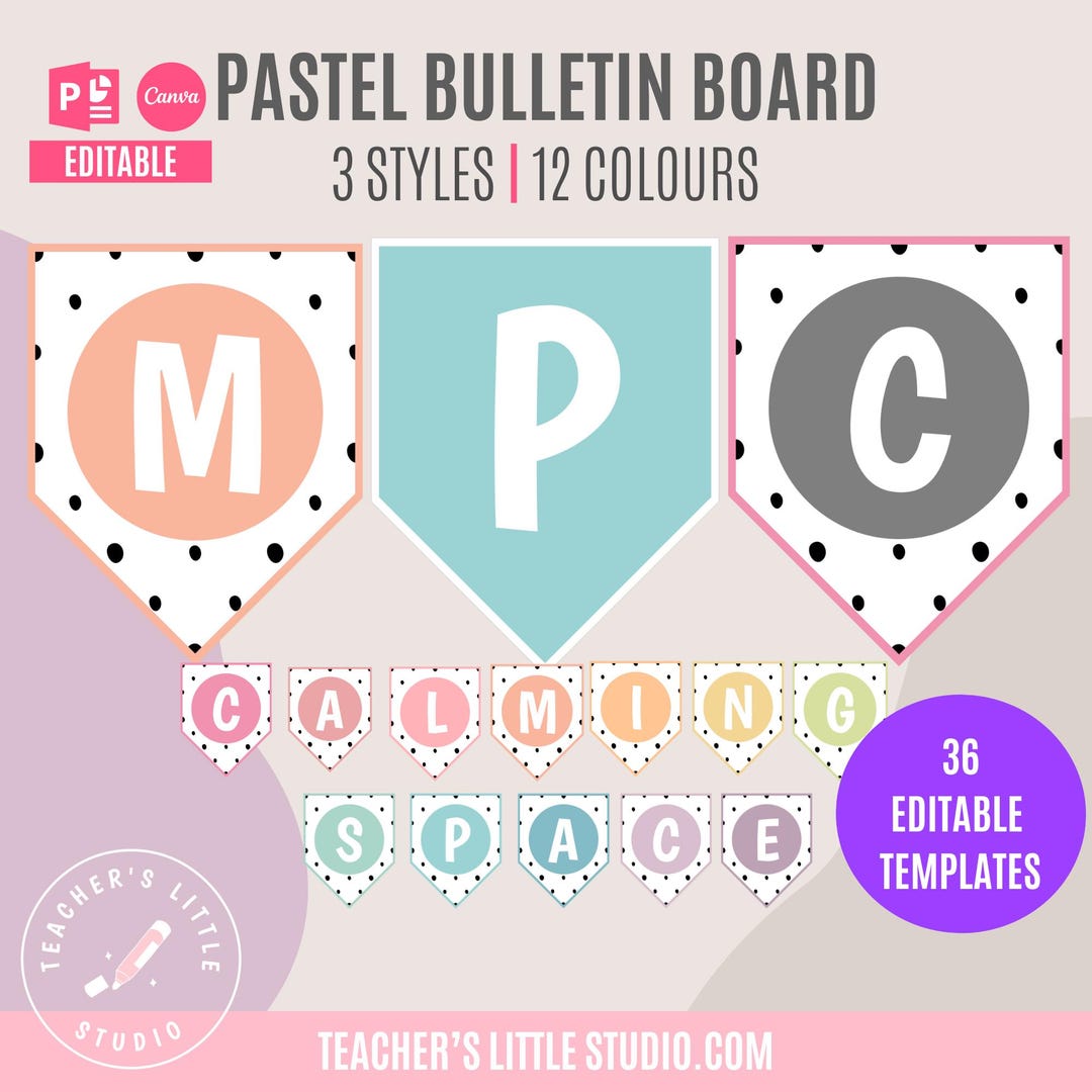 Bulletin Board Banner | Pastel Bunting Class Banner | Pastel Dotty ...