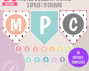 Bulletin Board Banner | Pastel Bunting Class Banner | Pastel Dotty ...