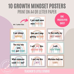 Growth Mindset Posters | Boho Rainbow Theme | Classroom Decor ...