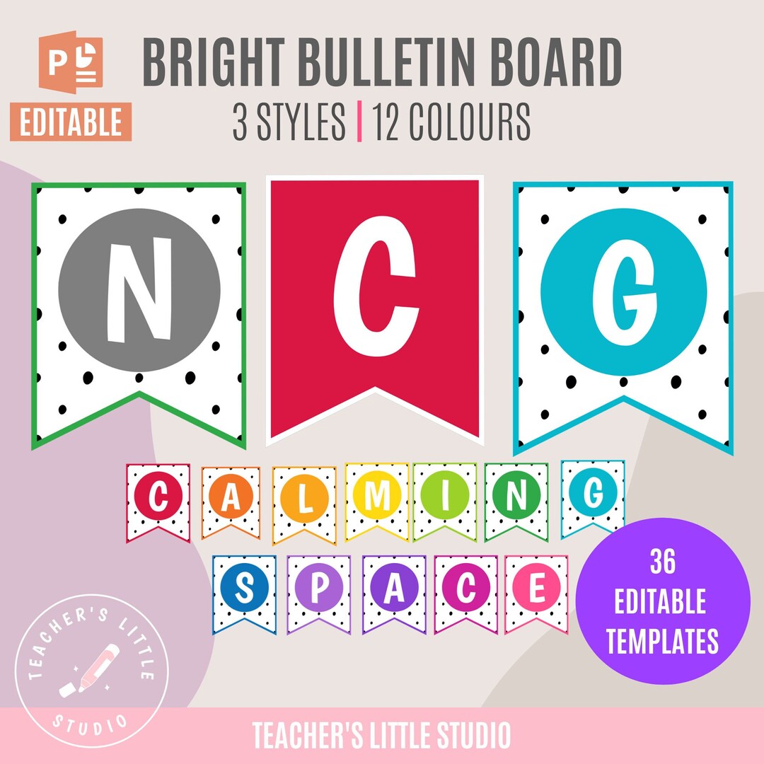 Bulletin Board Banner | Bright Bunting Classroom Banner | Bright Dotty ...