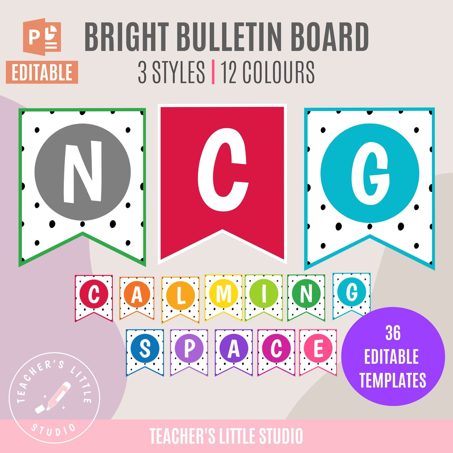 Bulletin Board Banner | Bright Bunting Classroom Banner | Bright Dotty ...
