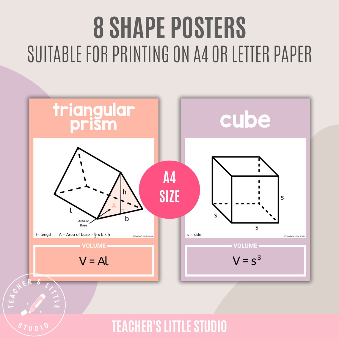 Volume Formula Posters Set of 8 Posters Geometry Posters Math Resources ...