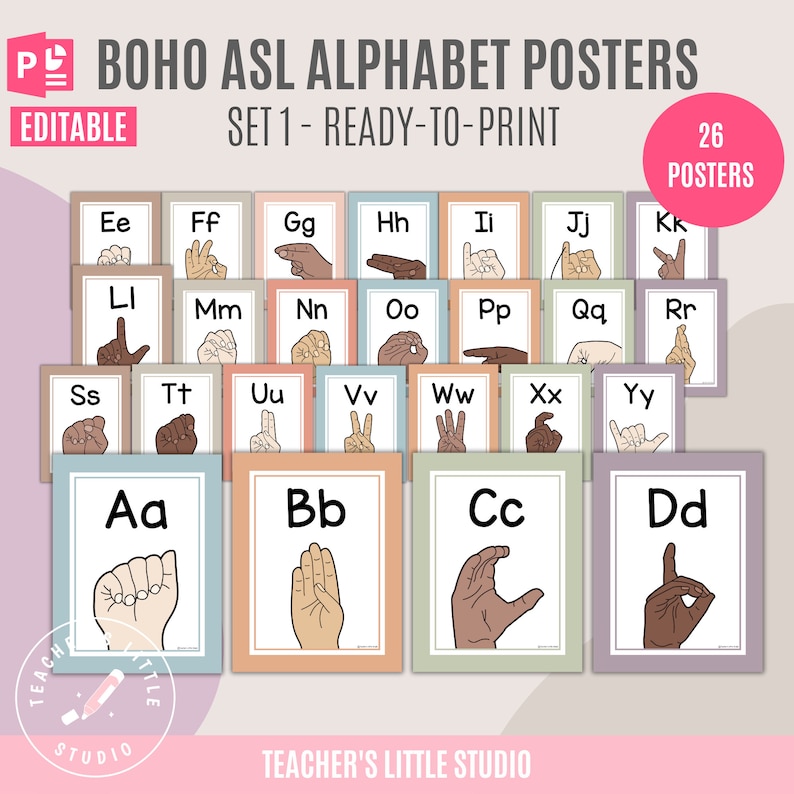 ASL Alphabet Posters Printable Classroom Alphabet Editable - Etsy
