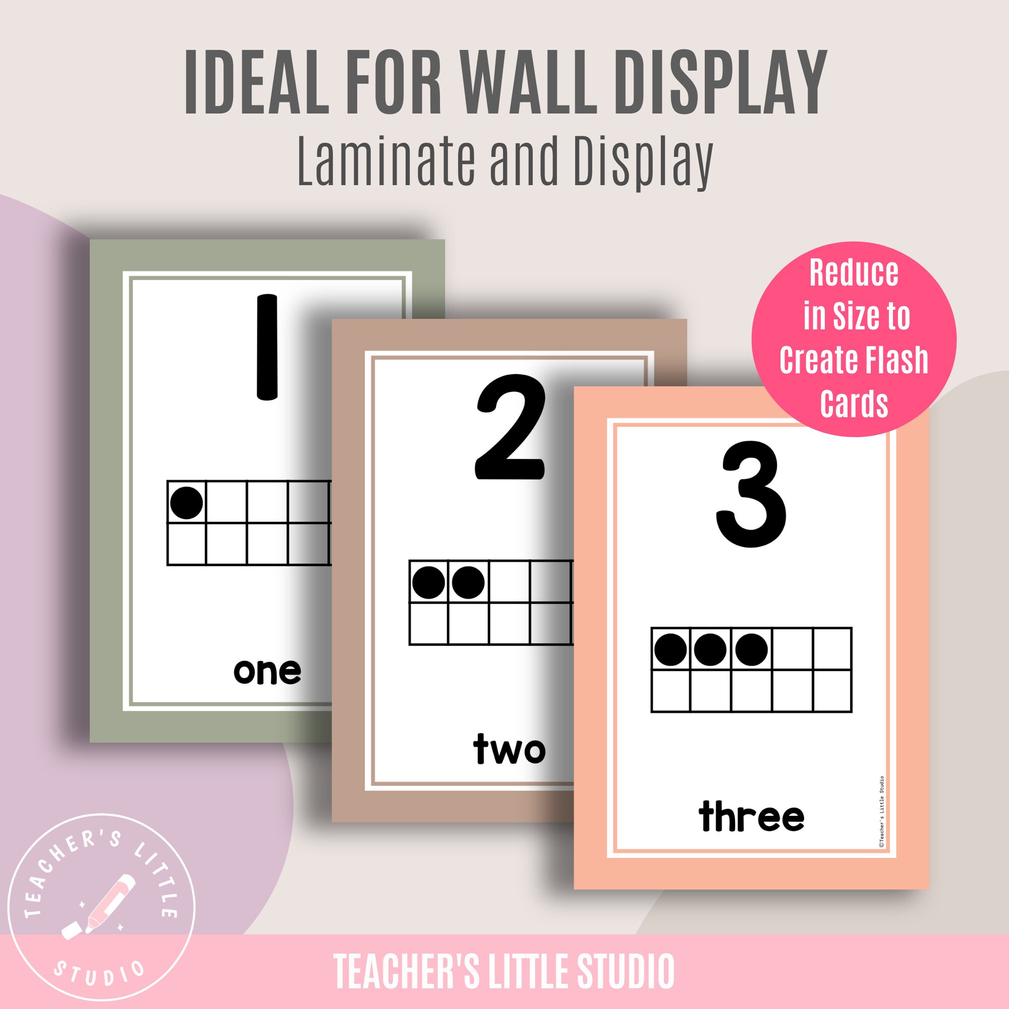 Boho Number Posters Printable Ten Frames Boho Neutral Colours Number ...