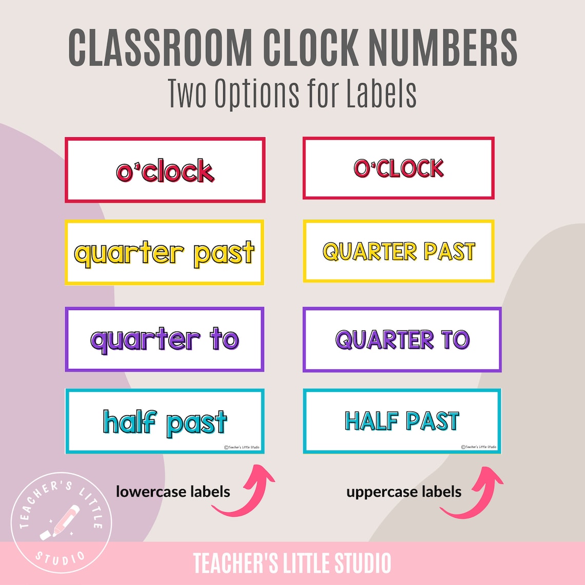 Classroom Clock Numbers Clock Label Printables Telling Time Bright ...