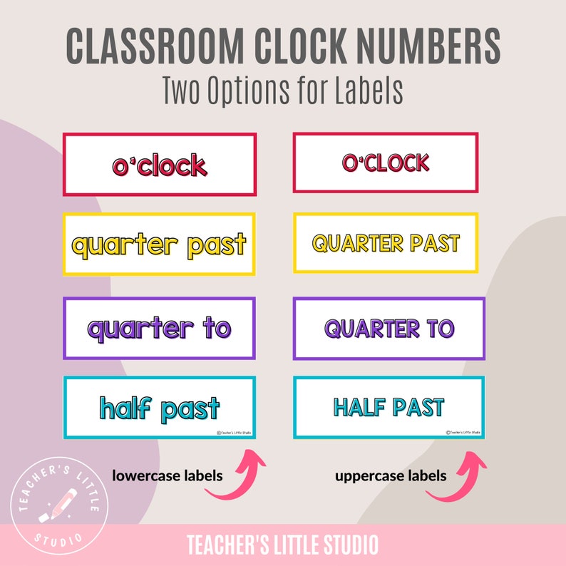 Classroom Clock Numbers Clock Label Printables Telling Time Bright ...