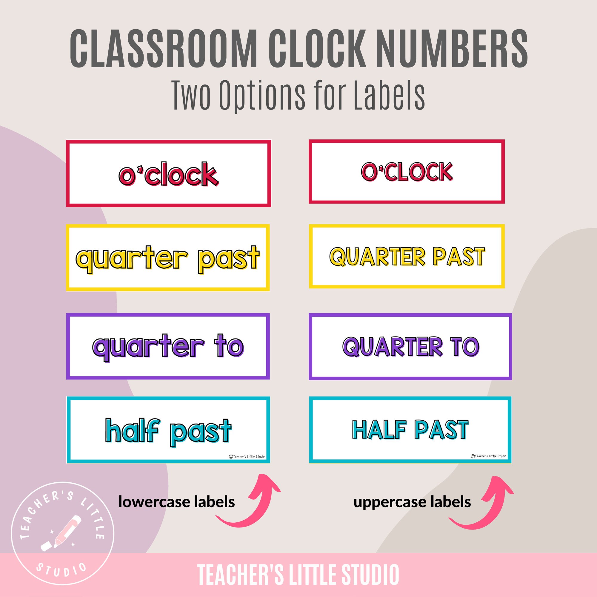 Classroom Clock Numbers Clock Label Printables Telling Time Bright ...