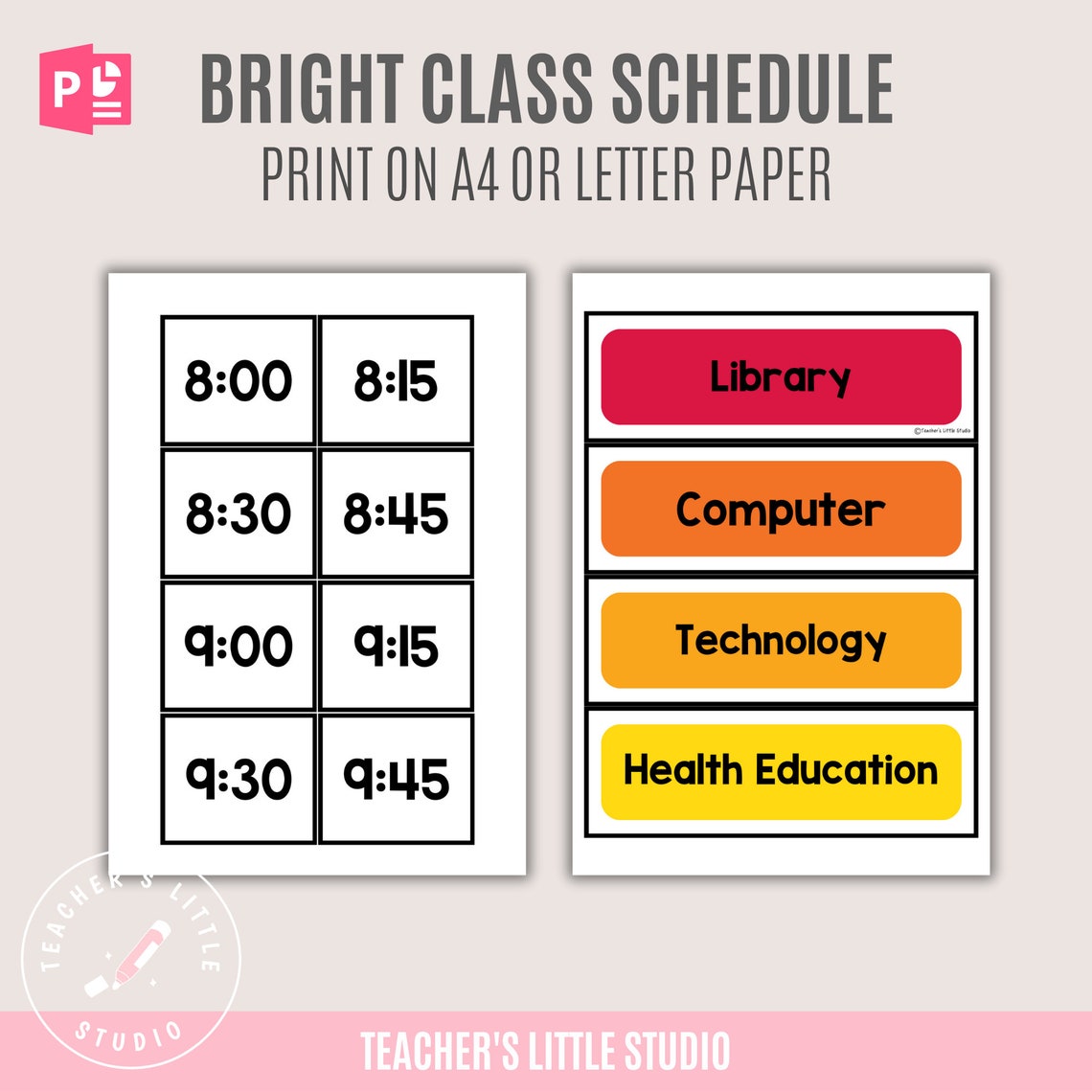 Bright Class Schedule Editable Powerpoint Schedule Cards - Etsy