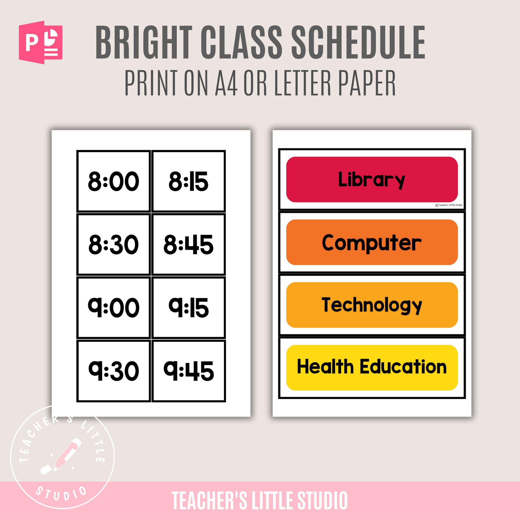Bright Class Schedule | Editable Powerpoint Schedule Cards Ready-to ...