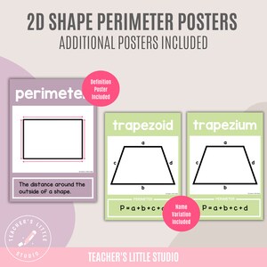 2D Shape Poster Bundle 2 Pack | Shape Poster Sets With Formulas for ...