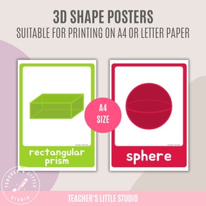 3D Shapes Poster Set | 3D Objects | Bright Classroom Decor | Printable ...