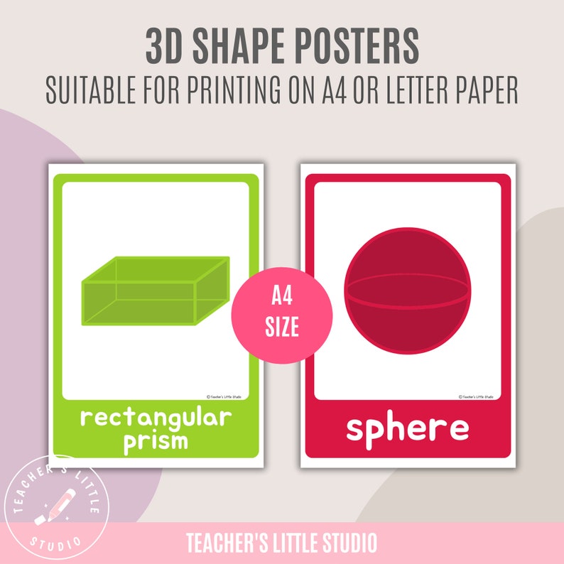 3D Shapes Poster Set | 3D Objects | Bright Classroom Decor | Printable ...