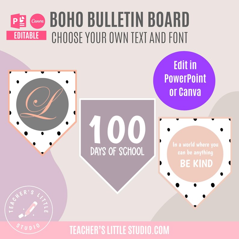 Bulletin Board Banner | Boho Bunting Classroom Banner | Boho Dotty ...