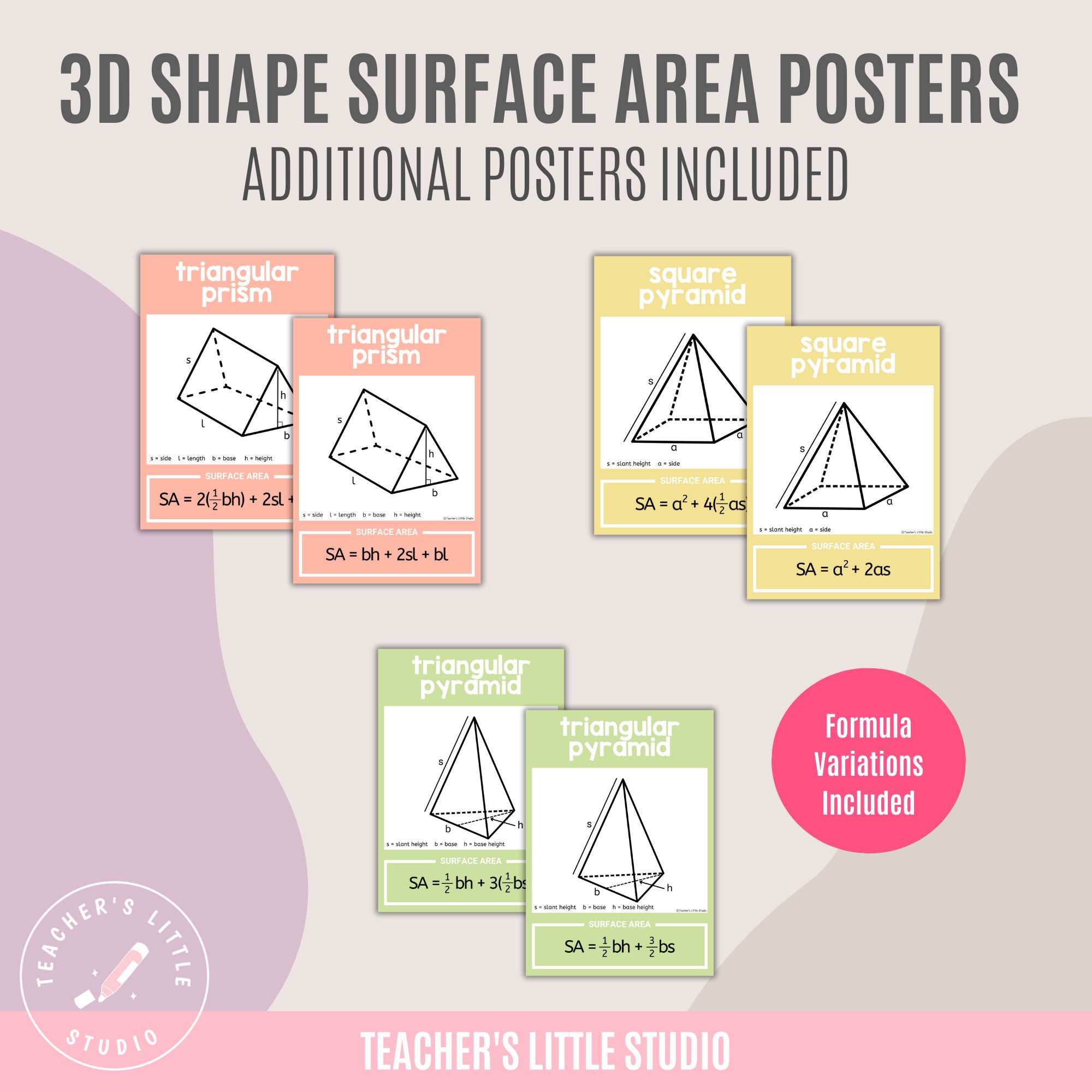 3D Shape Poster Bundle 2 Pack Shape Poster Sets With - Etsy