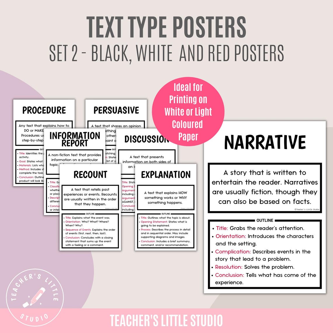 Text Type Posters | English Educational Printables | English Writing ...