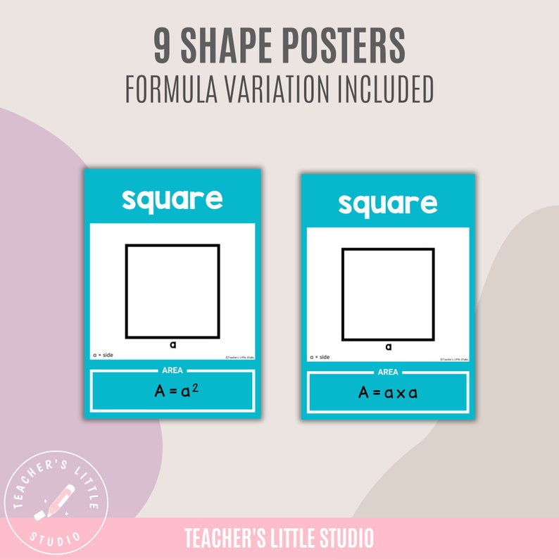 Area Formula Posters Set of 9 Posters Geometry Posters Math Resources ...