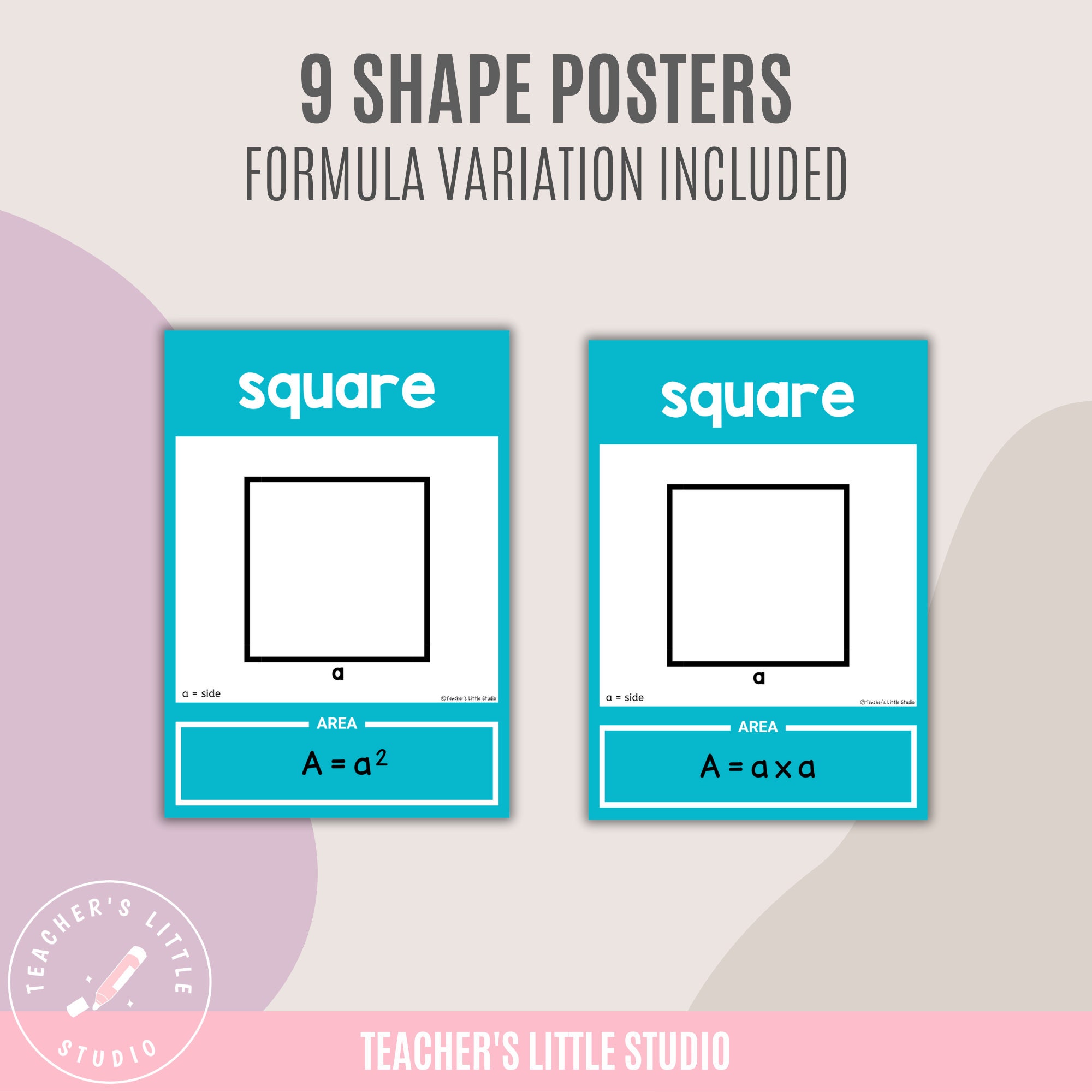 Area Formula Posters Set of 9 Posters Geometry Posters Math Resources ...