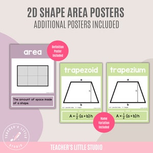 2D Shape Poster Bundle 2 Pack | Shape Poster Sets With Formulas for ...