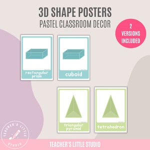 3D Shapes Poster Set 3D Objects Pastel Classroom Decor - Etsy
