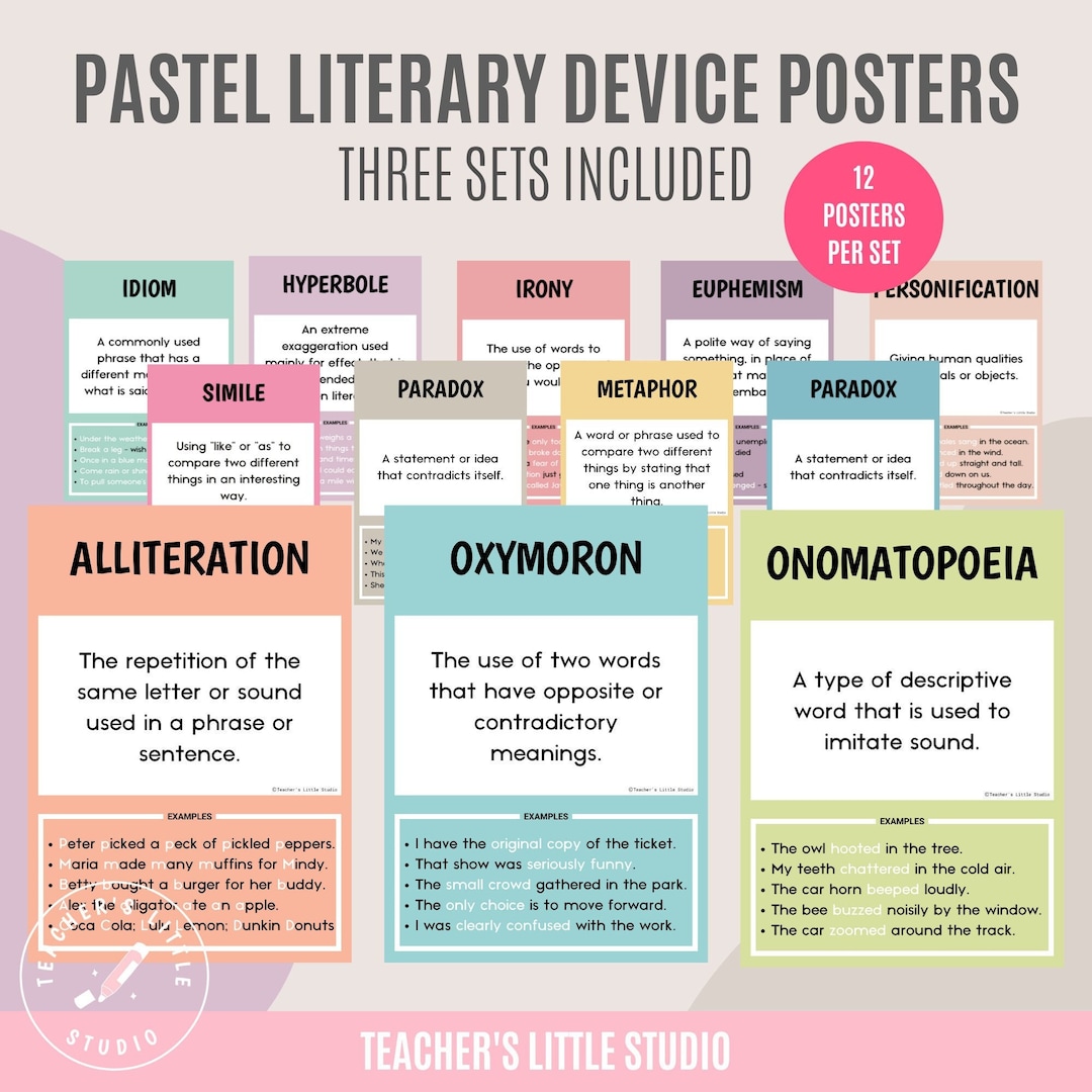 Literary Devices Posters Figurative Language Set English Posters Figure ...