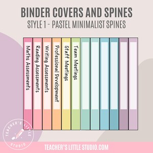 Pastel Binder Covers and Spines | Pastel Rainbow Binder Labels ...